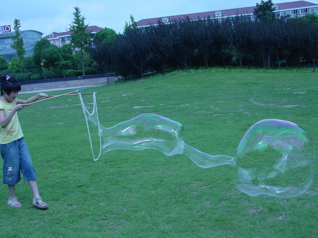 giant bubble blowing